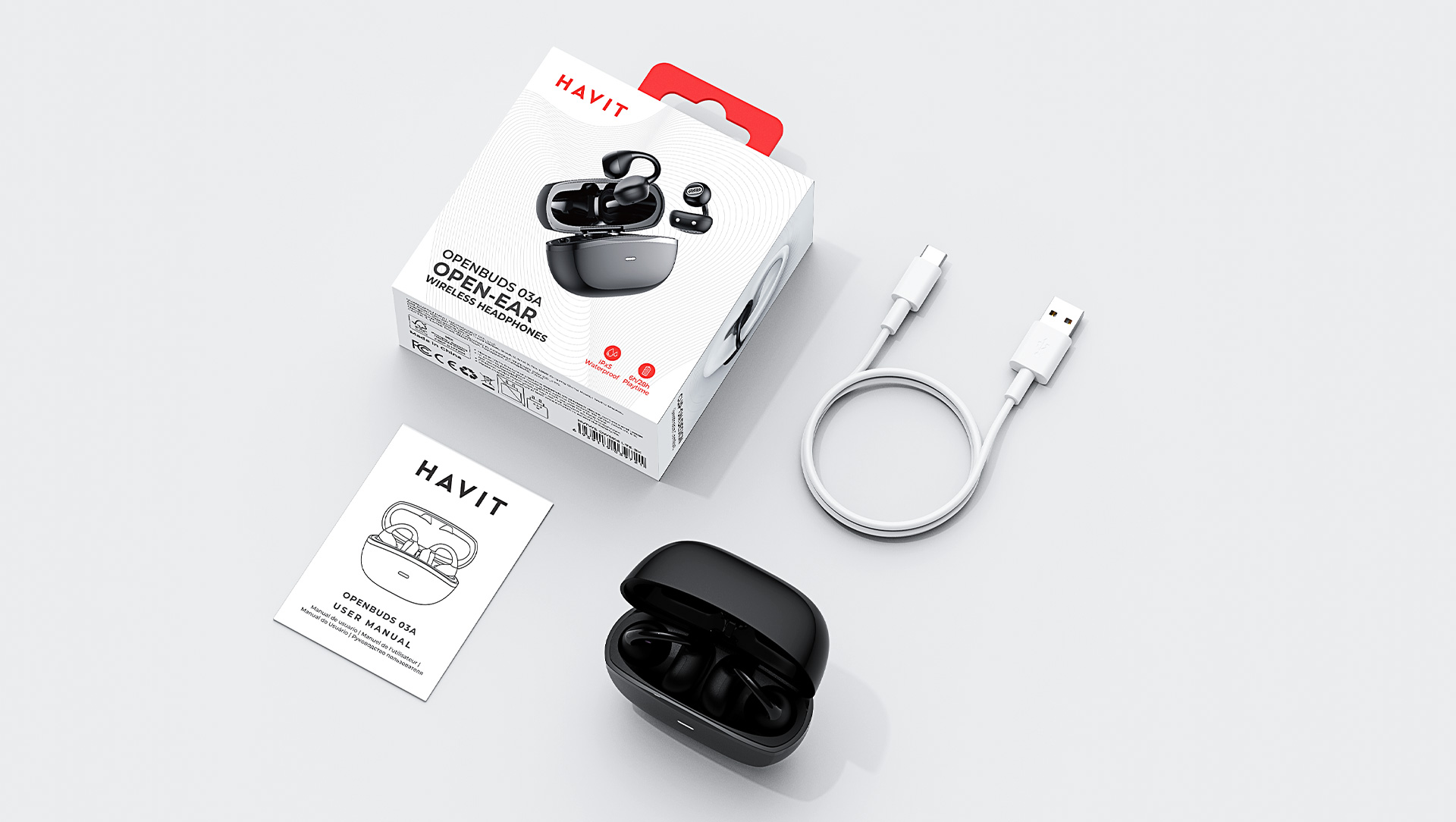 HAVIT OWS916 Lite Earbuds | 6hours Playtime | 40mAh Earbuds Battery ...