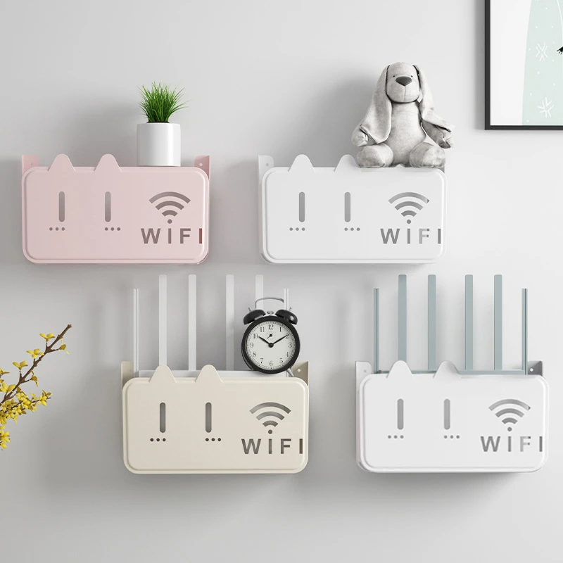 Wifi Shelf Storage Perforation-Free Router Shelf Set-Top Sox Wall ...