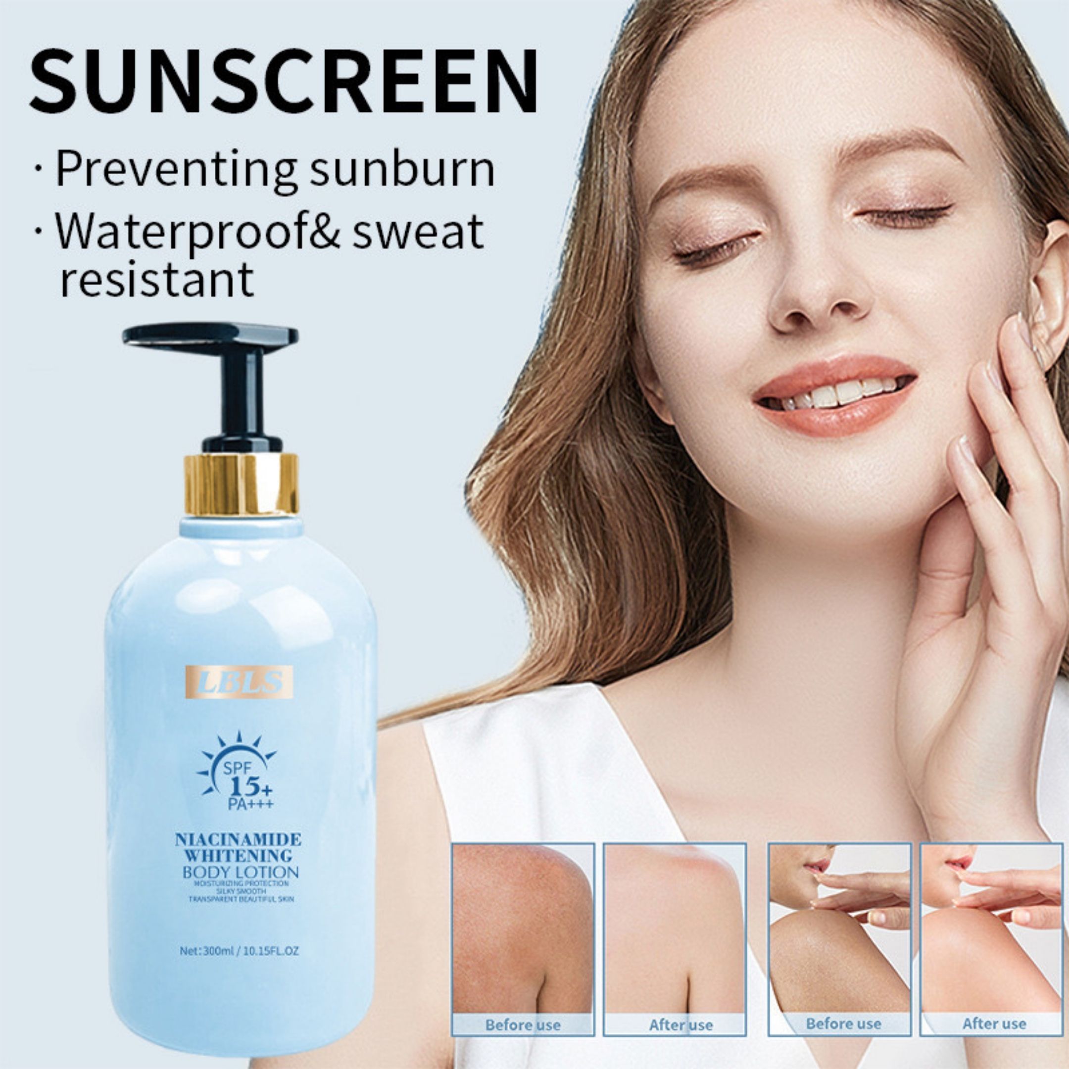 KKJJ Niacinamide Whitening Body Lotion SPF15++ Sunscreen Lotion and ...