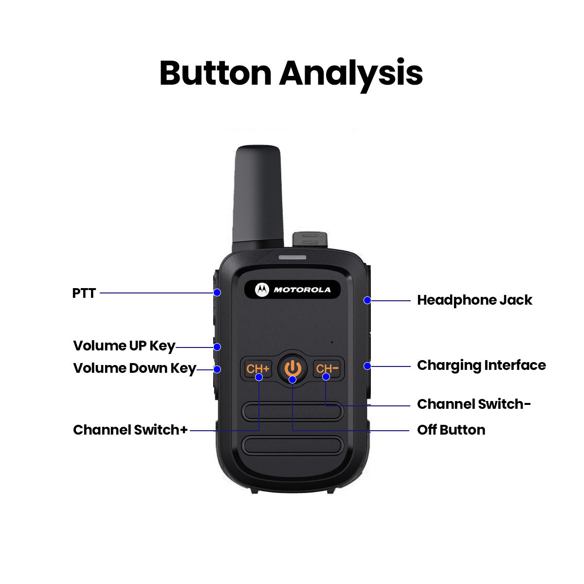 Motorola C51 Mini Two Way Radio Walkie Talkie Long Range 10KM Outdoor ...