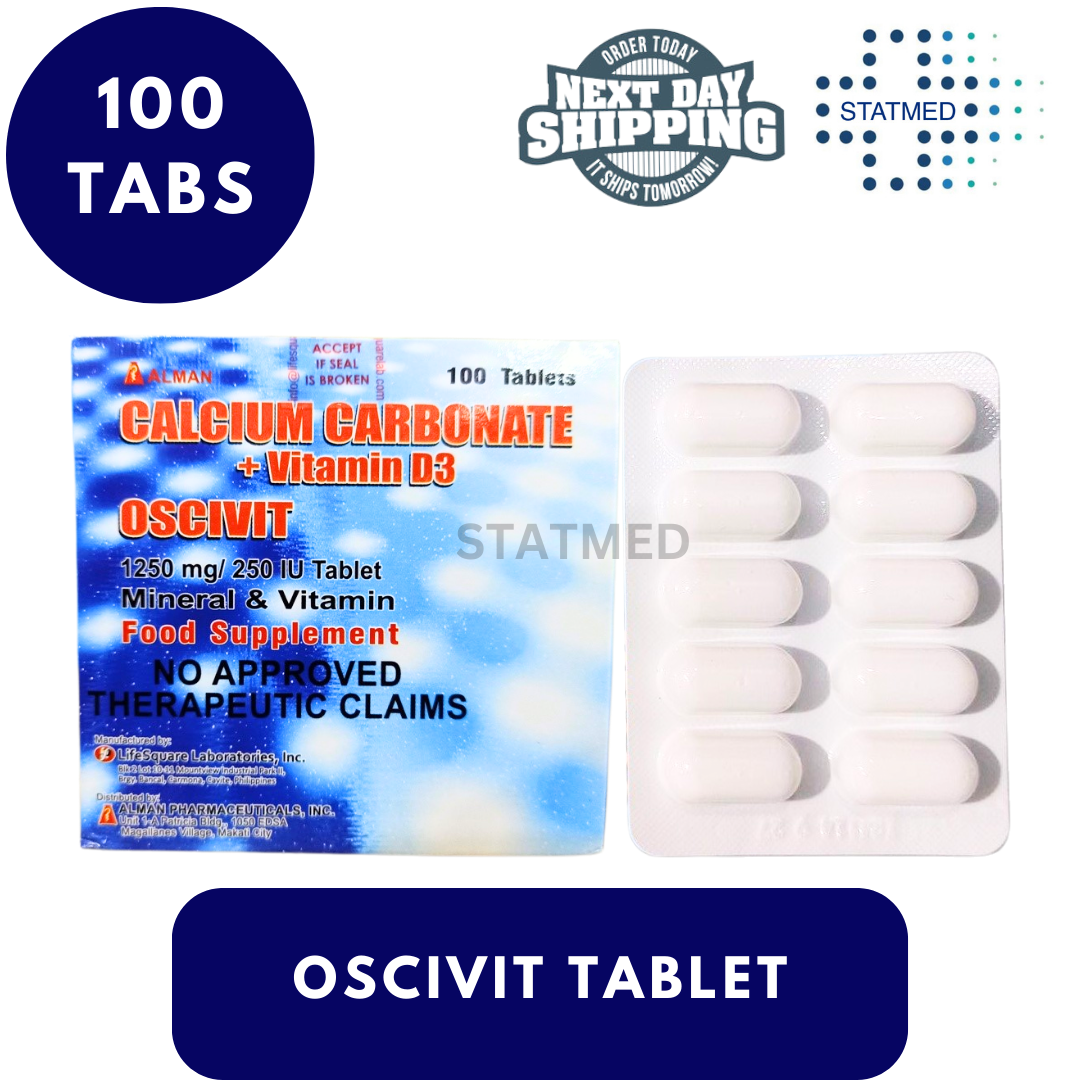 Oscivit Tablet Calcium Carbonate 1250mg + Vitamin D3 250 IU Food ...