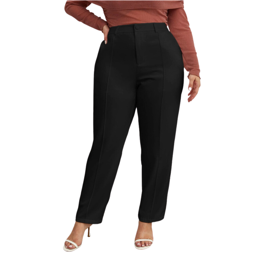 Plus Size Black Slacks Pants Office Formal Pants 25 to 41 Front Lining ...