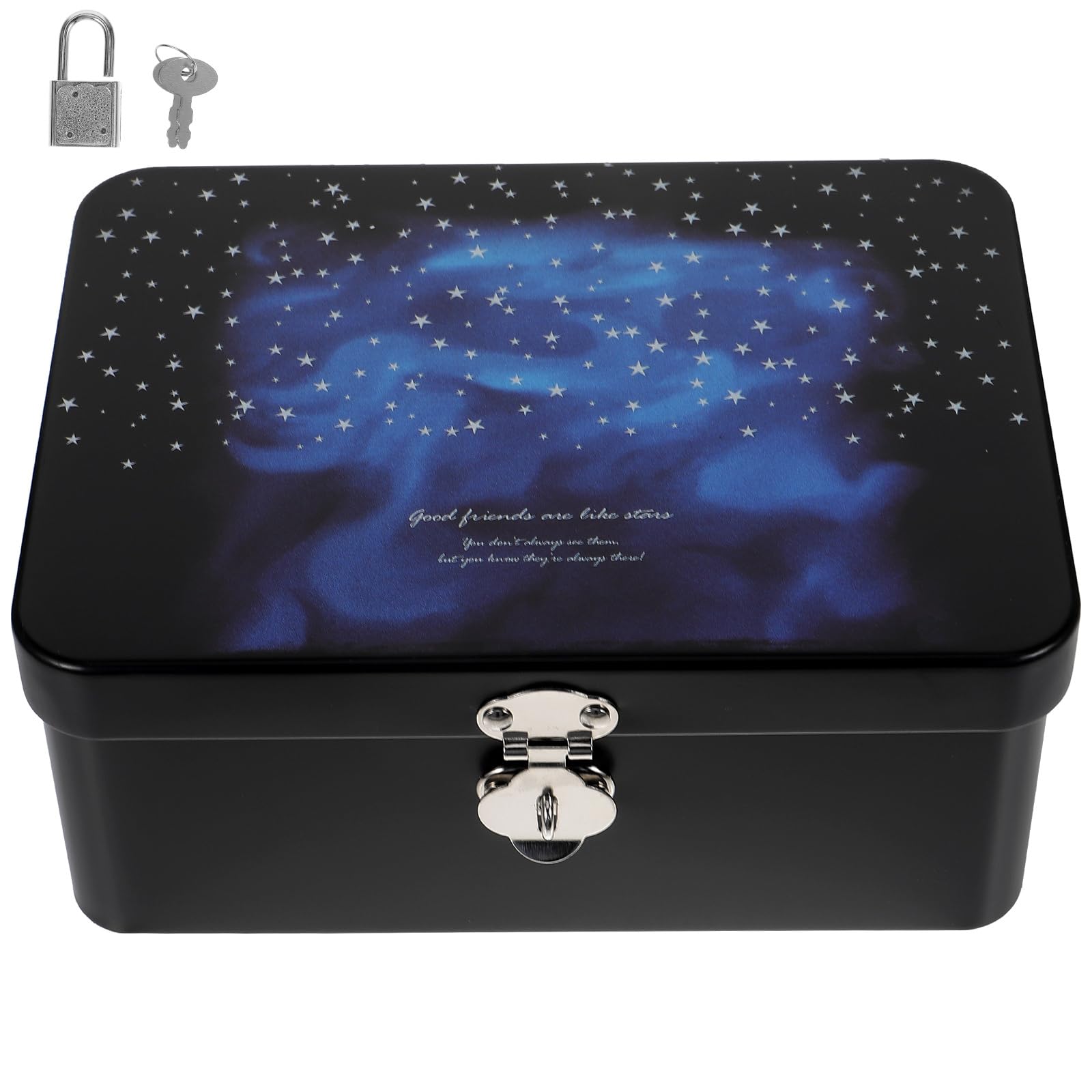 Box Storage Tin Box with Lock Small Jewelry Organizer Box Decorative ...