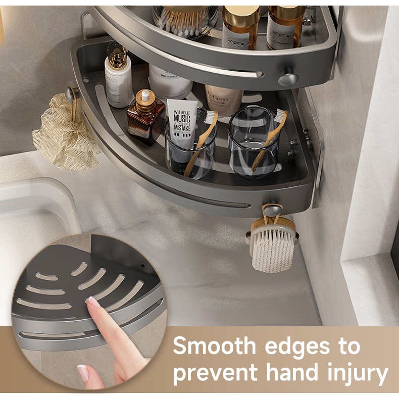 【B1T2】Upgrade Bathroom Corner Shelf Punch-free Wall Mounted Triangle ...