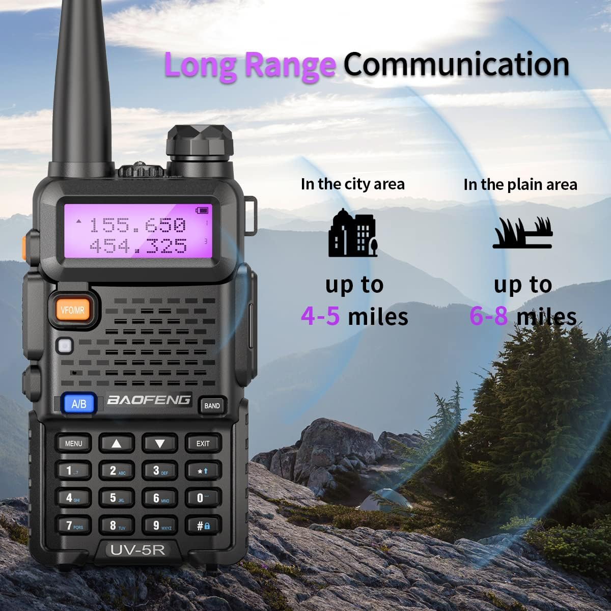 Baofeng UV-5R Two-Way Radio 5W 128CH Portable Walkie Talkie Dual Band UHF/VHF Radio 5km Long ...