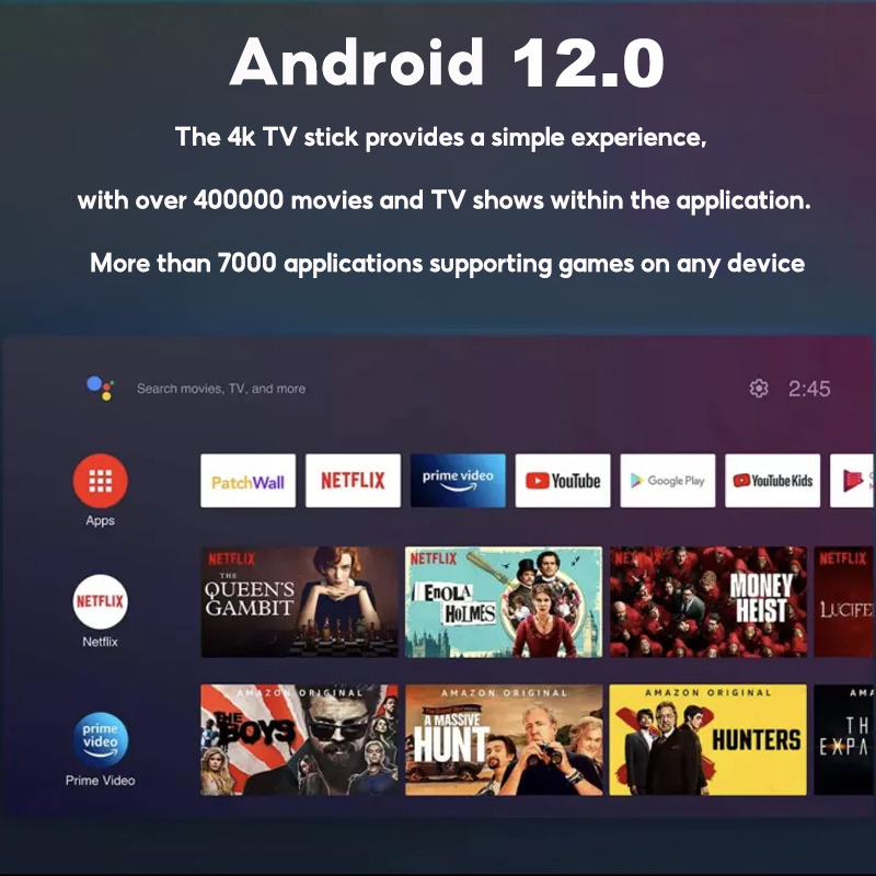 Expose 4KHD TV Stick Android 10.0 HDMI Wifi Smart Media Player Google Netflix/Disney+ Mini Tv ...