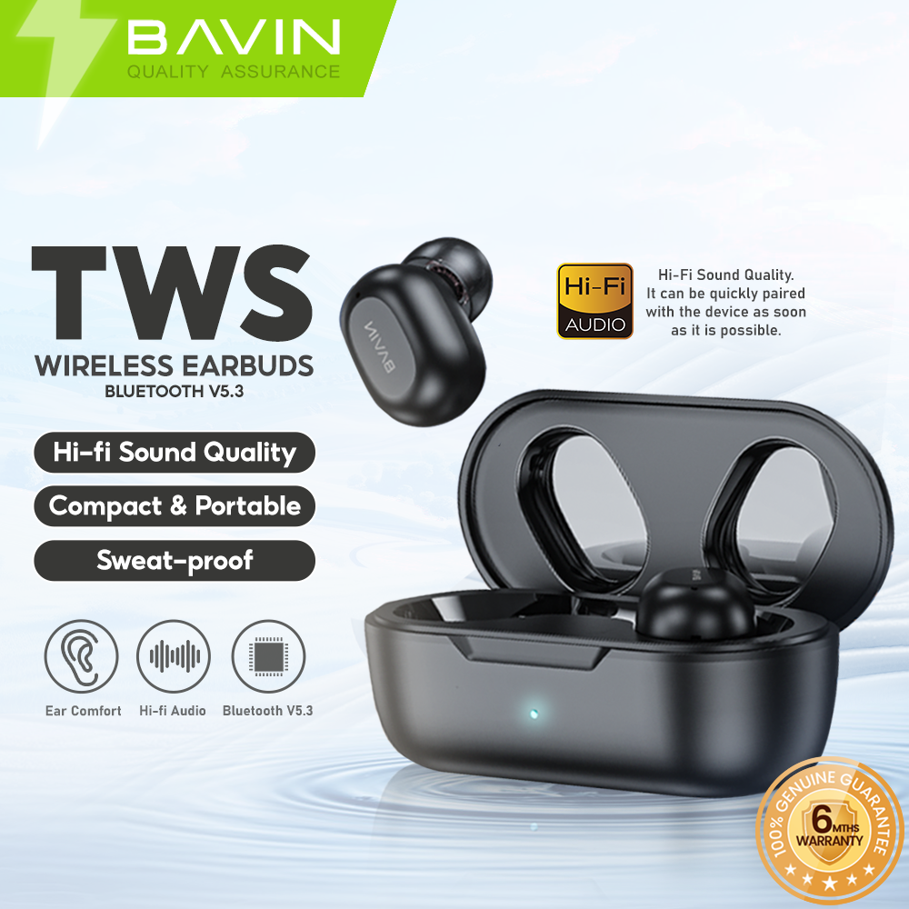 BAVIN BA98 HiFi Audio Bluetooth Wireless TWS Earbuds w/ Lightweight ...
