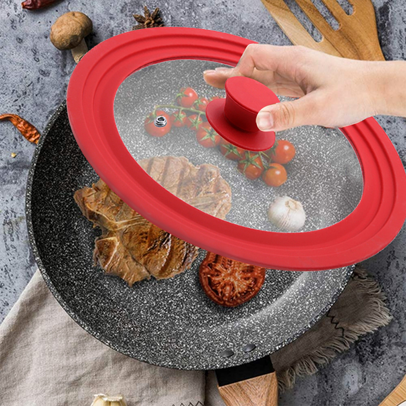 LaVie Multifunctional Tempered Glass Lid Pot Explosion-Proof Drop-Proof Visualization Silicone ...