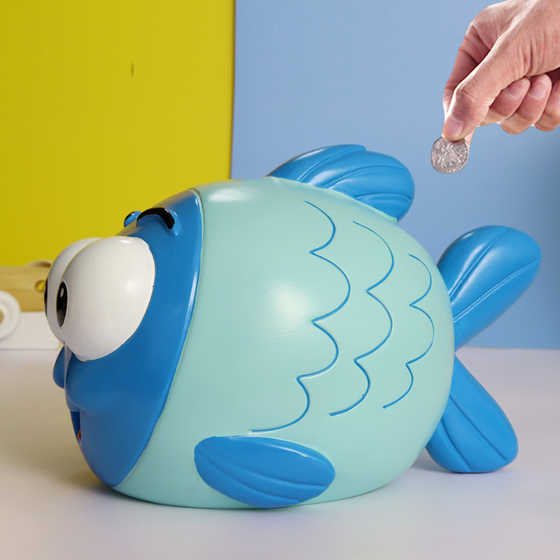 DIY coloration Cartoon Fish Piggy Bank Creative Children Drop resistant ...