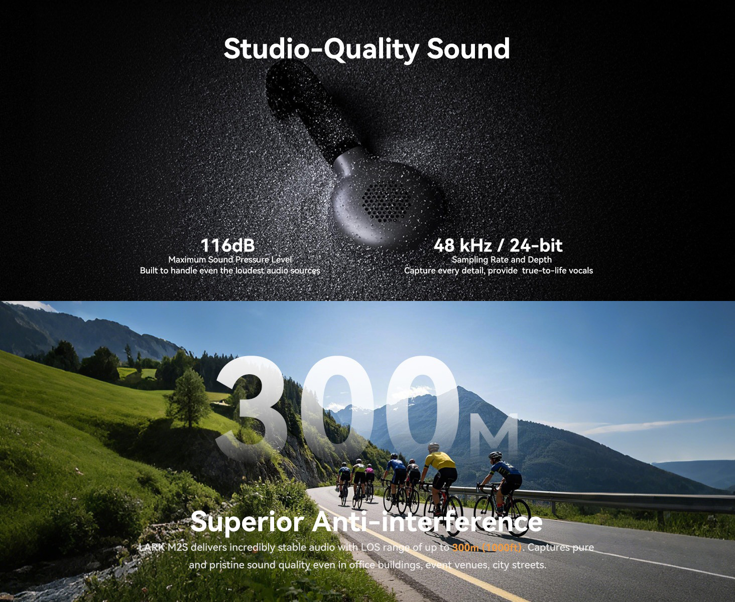 HOLLYLAND LARK M2S Concealed Wireless Microphone w/ Noise Cancellation ...