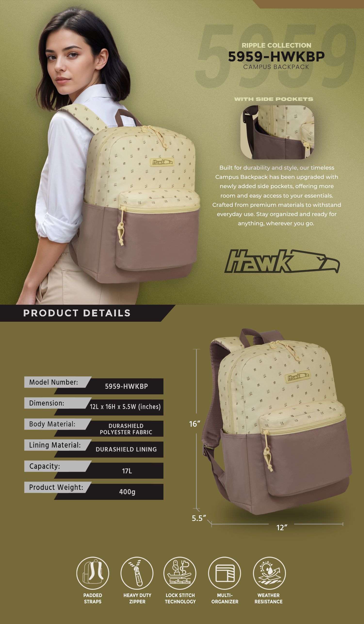 Hawk 5959 Backpack with Side Pocket | Shopee Philippines