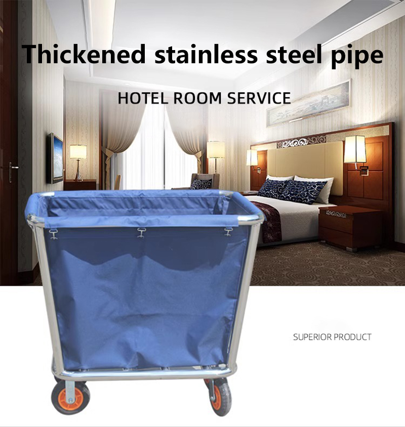 Stainless steel laundry cart hotel push cart laundry trolley linen cart ...
