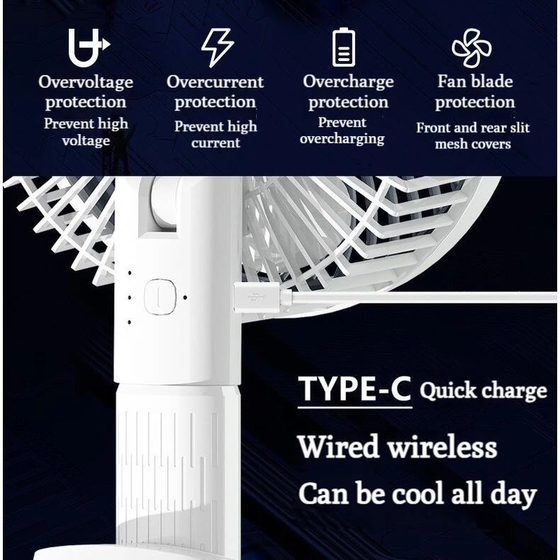 7 inch Portable electric fan Clip fan Mini fan rechargeable Battery ...