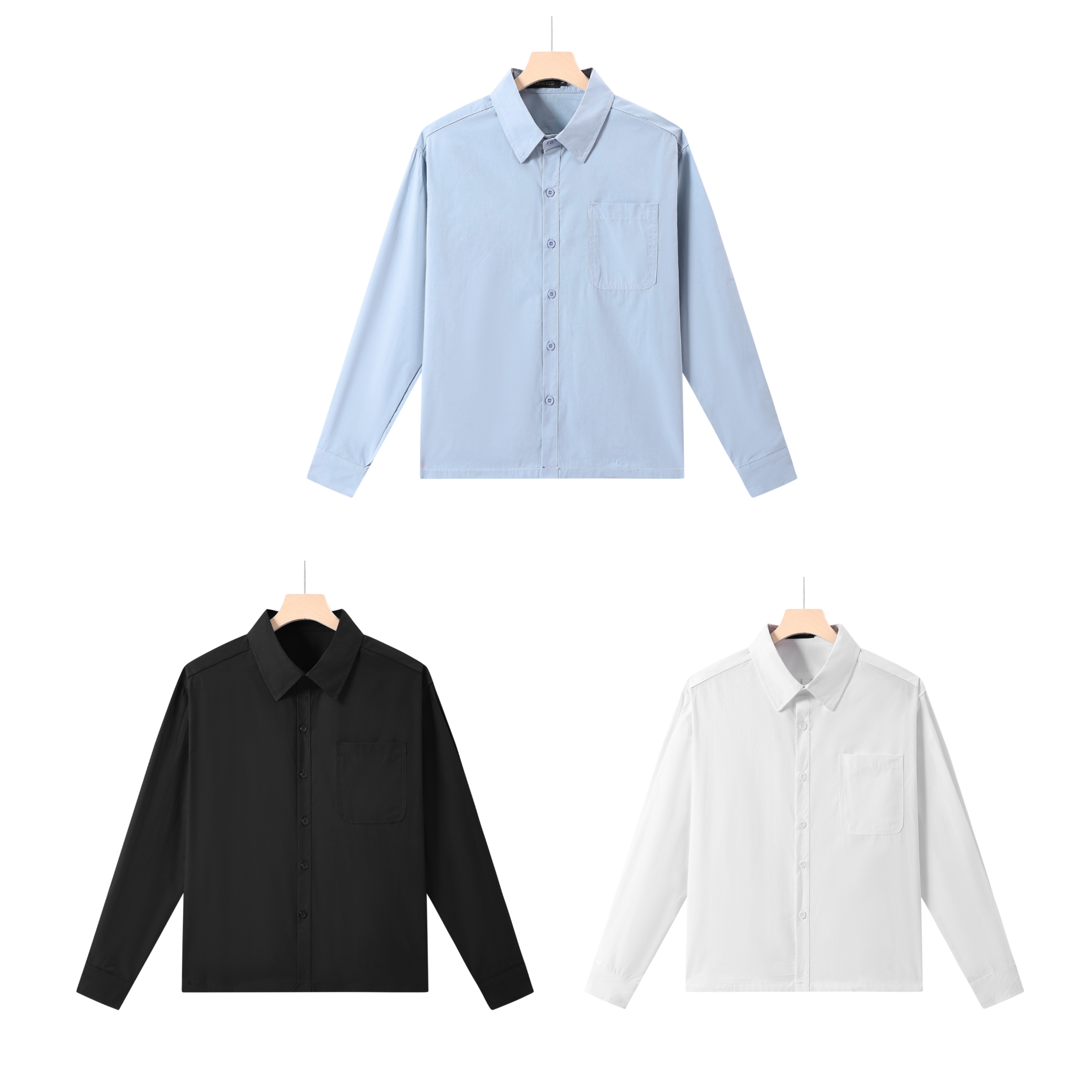 Mannered by HUILISHI Boxy Cropped Long Sleeve Polo Unisex Cotton Plain ...