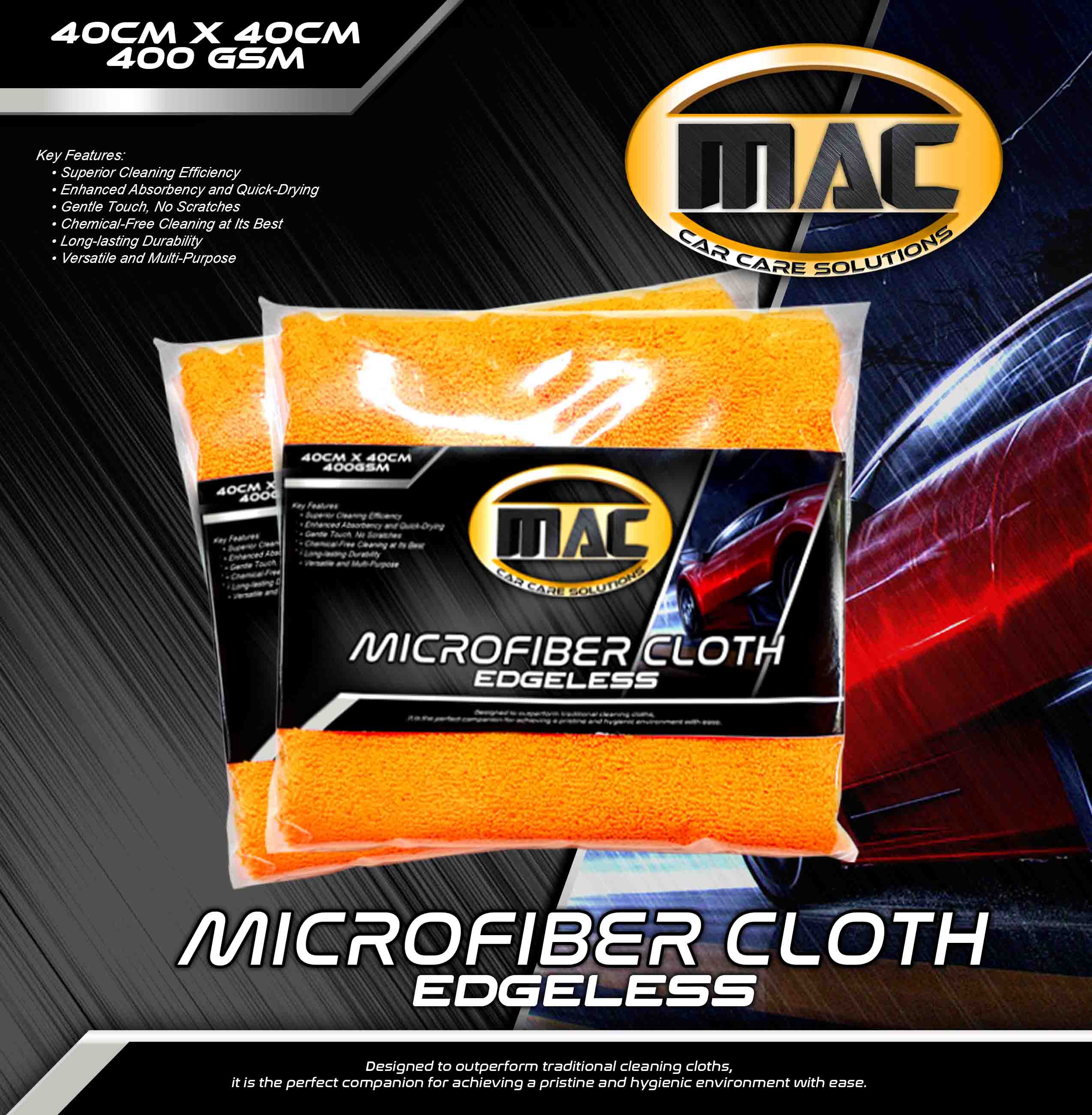 MAC MICROFIBER CLOTH, CLEANING CLOTH, CAR DETAILING TOWEL, SOFT ...