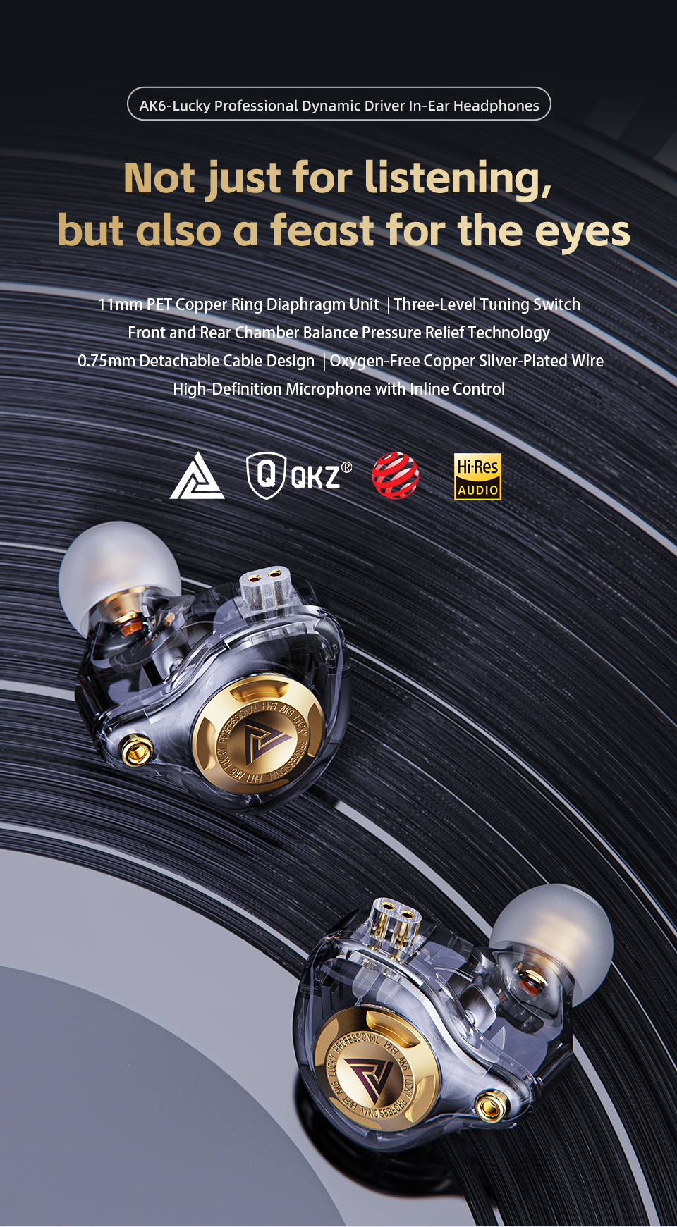 QKZ Ak6 Lucky HiFi Dynamic Driver Earphone with Three Mode Switch for ...