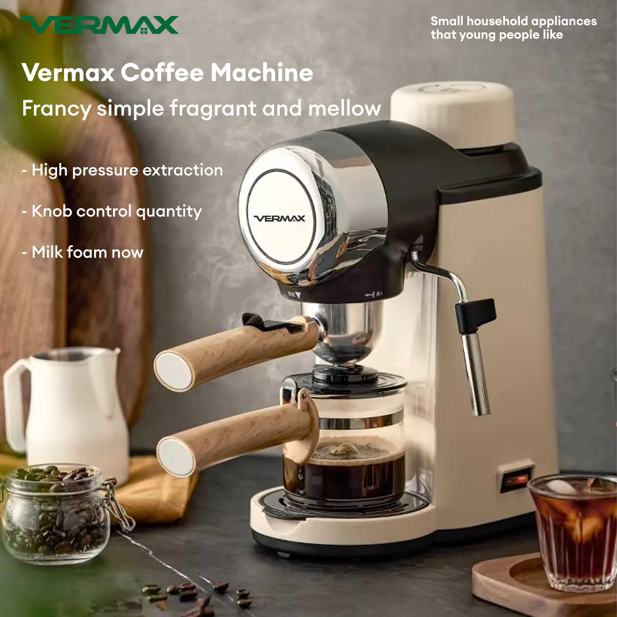 Vermax Espresso Machine 5Bar Italian Coffee Machine Potable Coffee ...