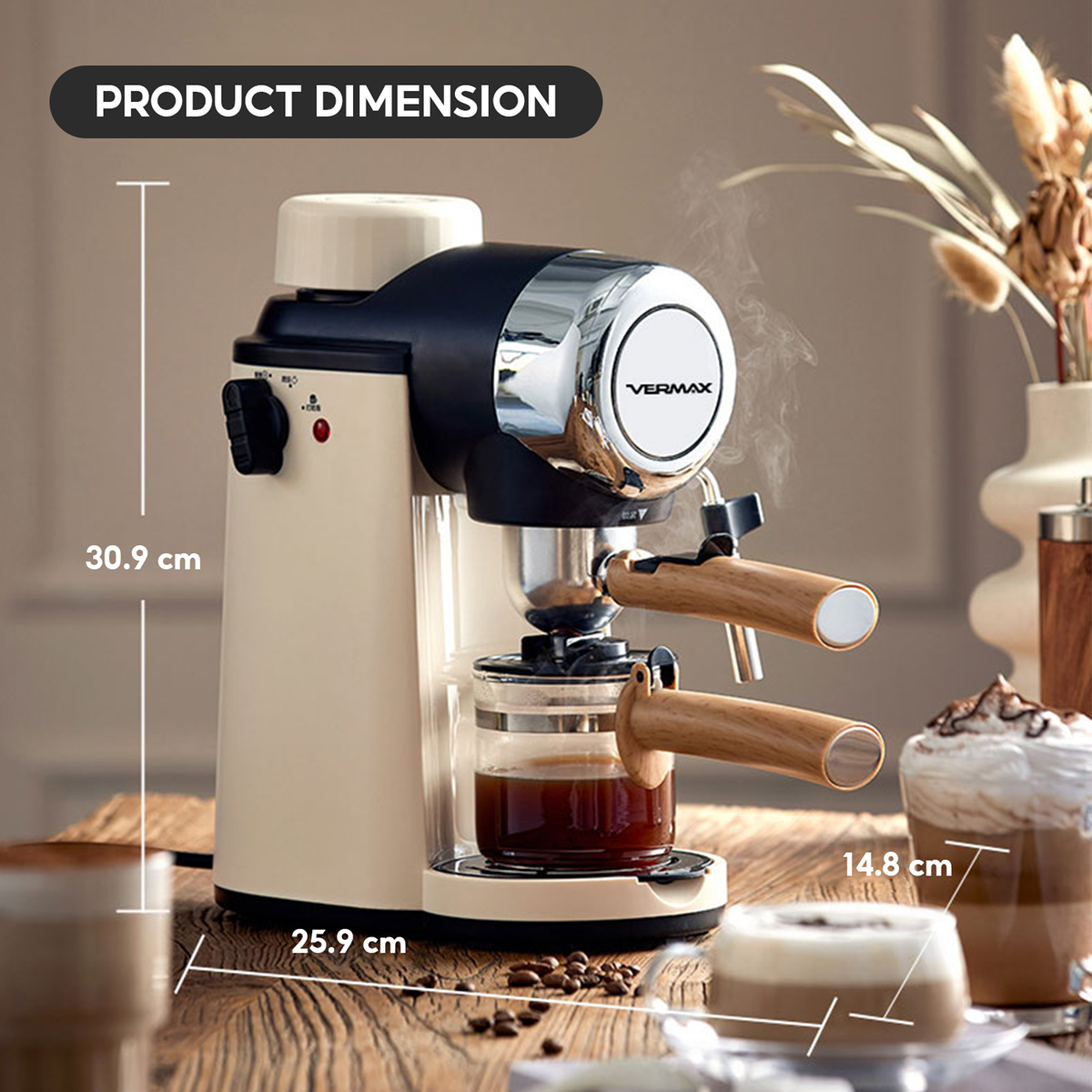 Vermax Potable Coffee Maker 5 Cups 5Bar Mini Coffee Machine Italy ...
