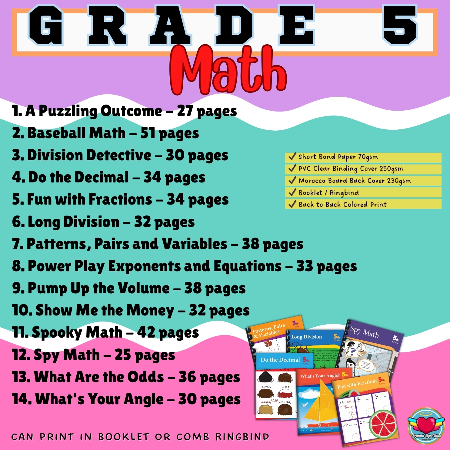 GRADE 5 (MATH) Activity Workbook Worksheet Homeschool Learning ...