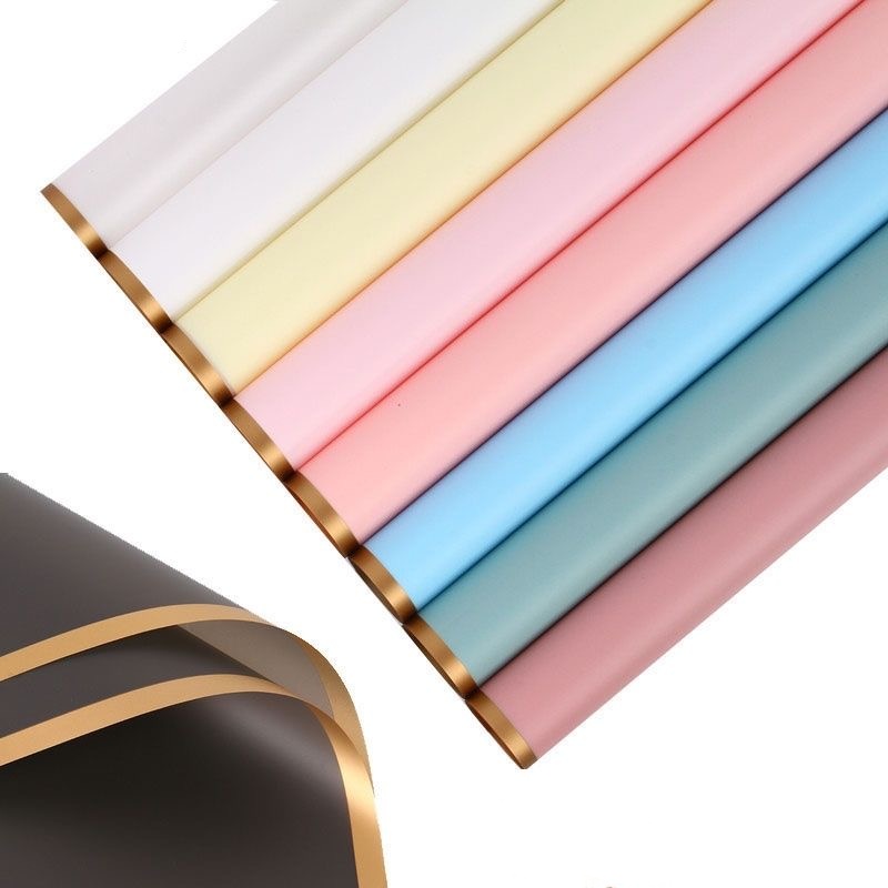 20pcs Gold Edge Paper Film Frosted Paper Bouquet Wrapping Paper Diy ...