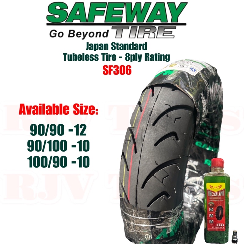 SAFEWAY Tire Size 10" & 12" Tubeless Tire for Burgman (FREE Sealant ...
