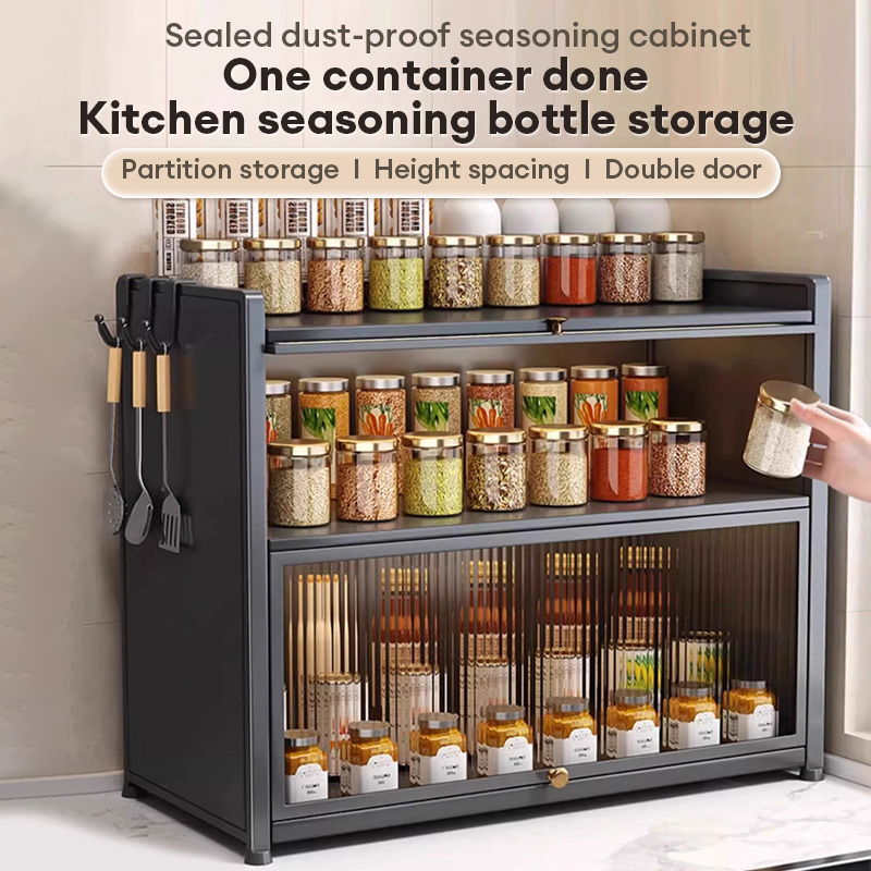 Kitchen Cabinet Organizer Condiments Organizer With Cover Condiments ...