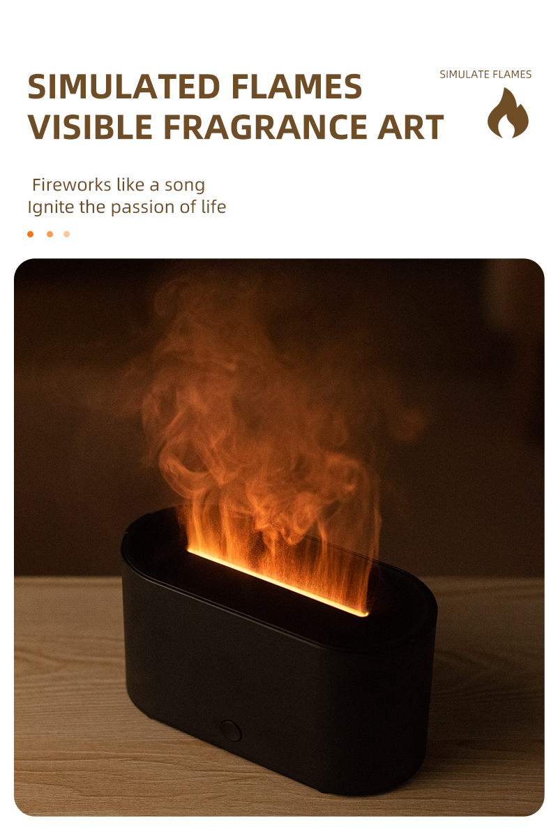 Simulated Flame Air Humidifier Mini Purifier with RGB LED Light USB ...