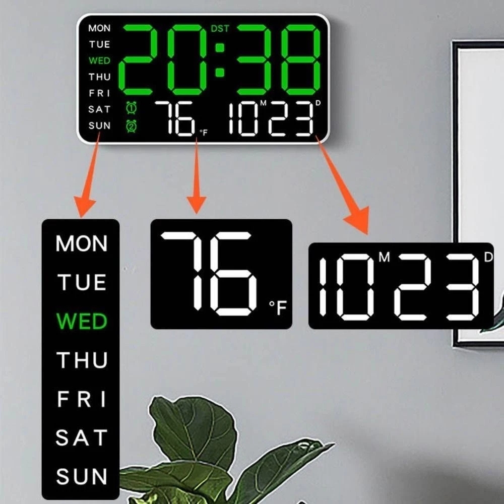 Electronic Wall Clock, Wall-mounted Multi-functional Digital LED Clocks ...