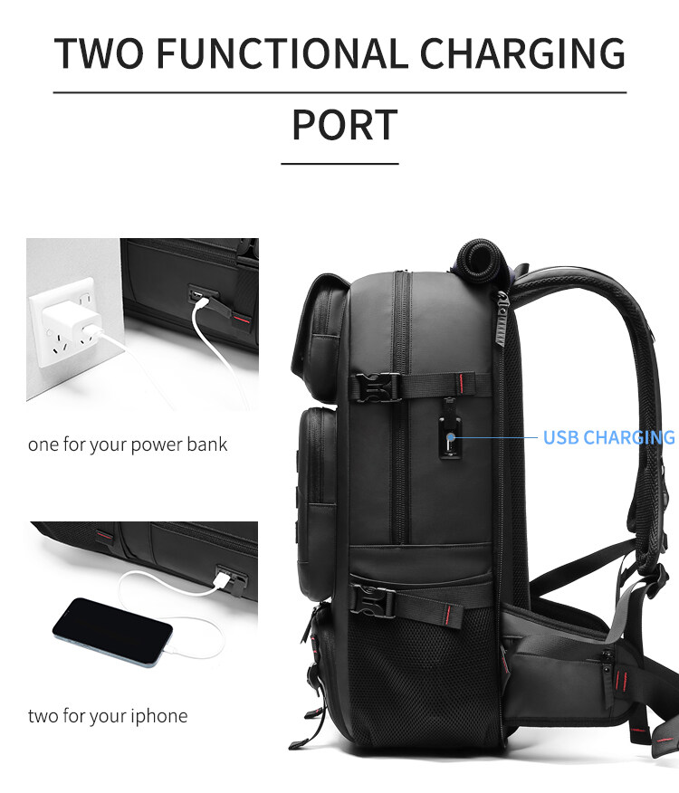 SEA CHOICE Travel Bag Camping Backpack with USB Port Shoe Compartment ...