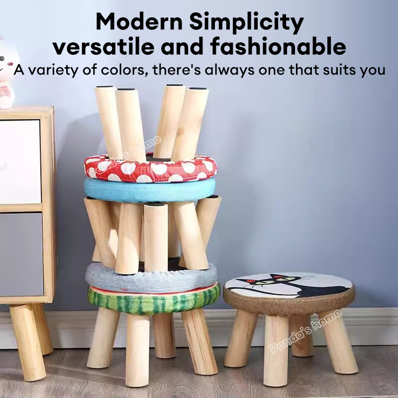 Stool Chair With 4 solid wood legs small stool children cute shoe stool ...