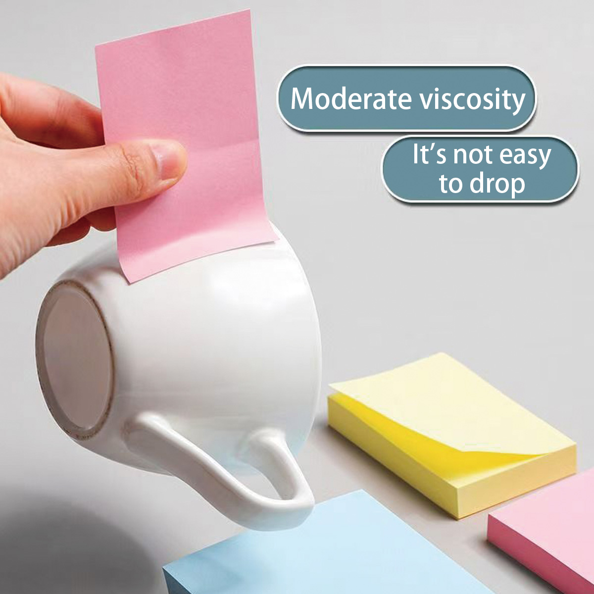 【Sulat Co..】300 Sheets Sticky Notes Colorful Thick Sticky Tape Office ...