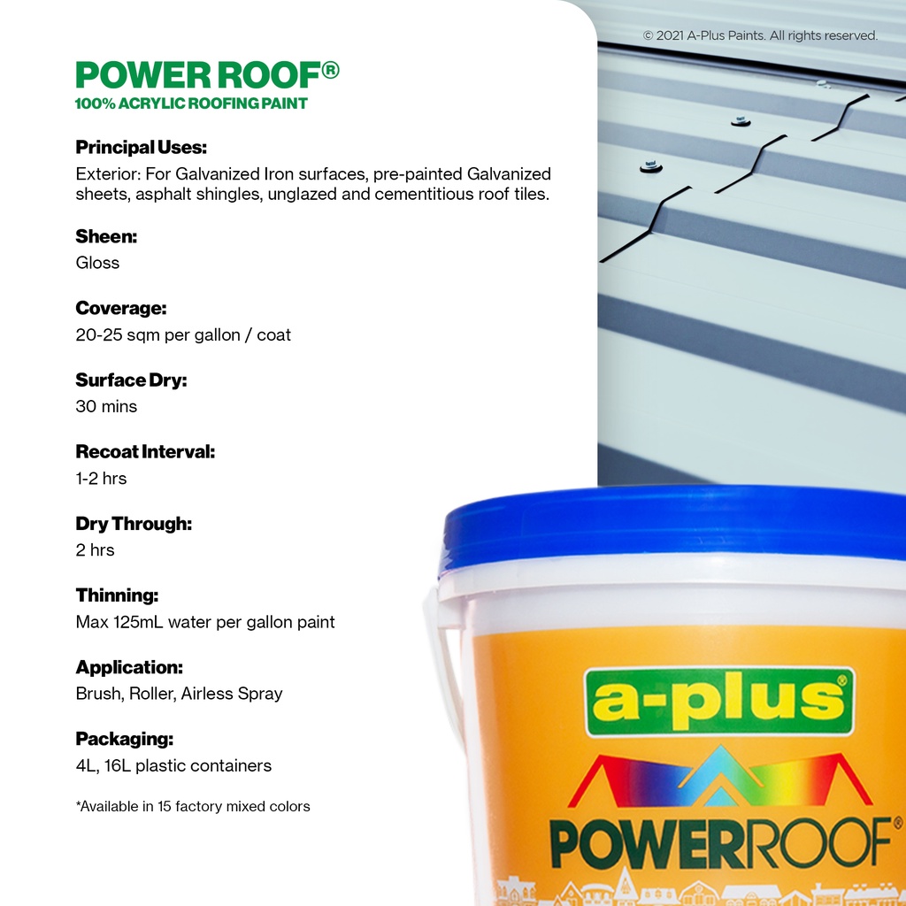 A-Plus PowerRoof® Acrylic Roofing Paint Home / Decorative Paints 4L ...