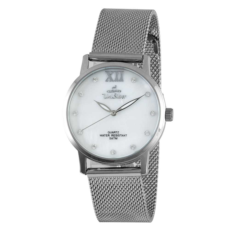 UniSilver TIME Men's Silver/ Off Pearl White k Analog Stainless steel ...