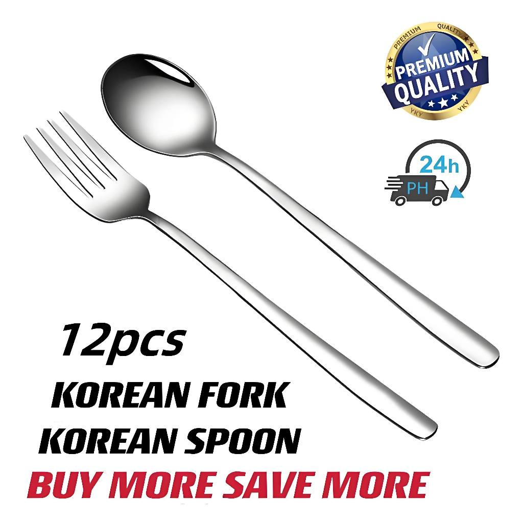 12PCS Stainless Steel Food-Grade Cutlery Set Korean Dinnerware ...