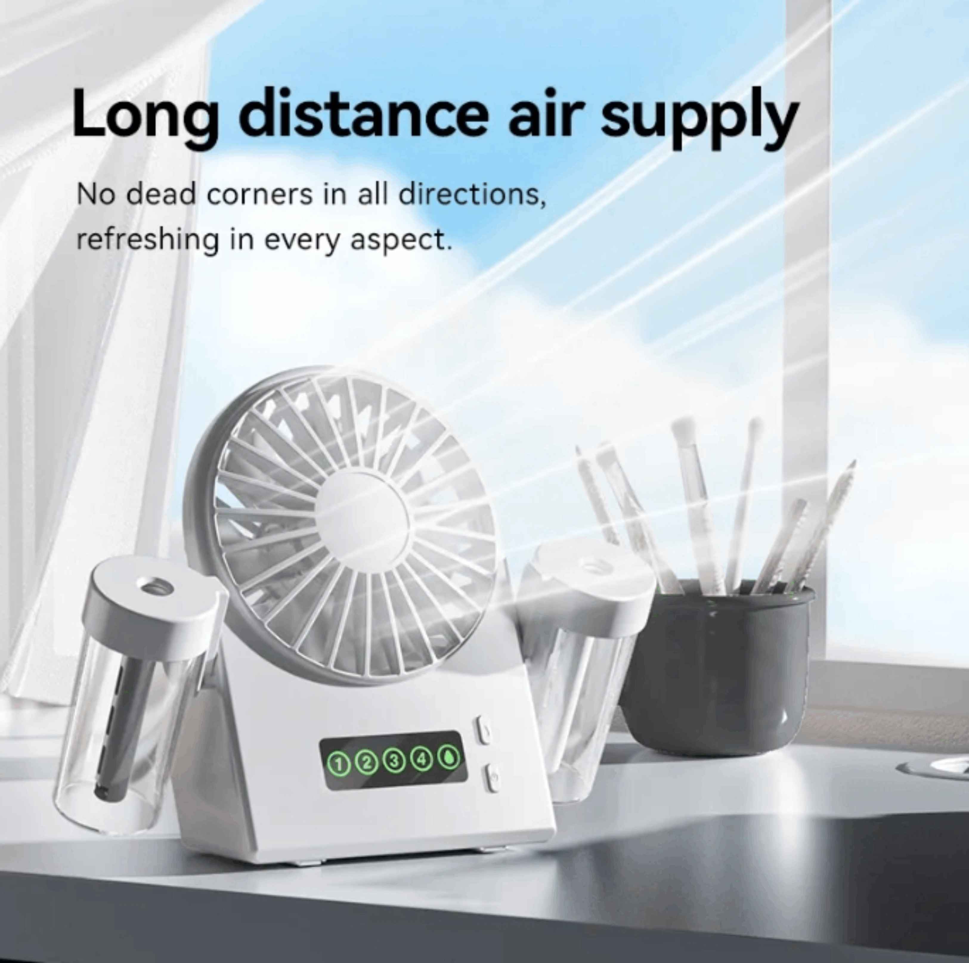 F8 Table Spray Fan Desktop Mini Fan Jet Air Humidifier Dual Nozzle ...