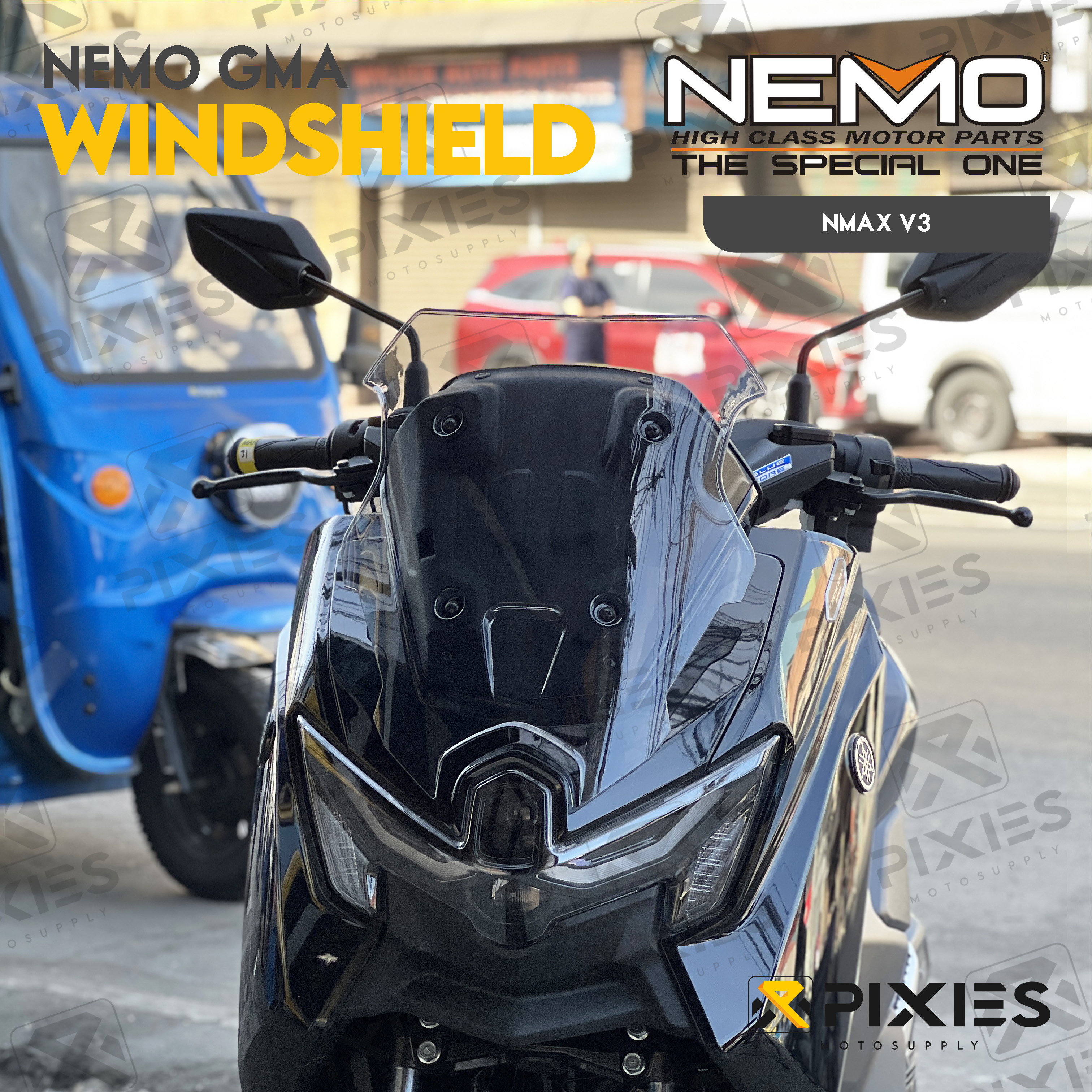 NEMO CLEAR WINDSHIELD SMOKED WINDSHIELD BLACK VISOR FOR YAMAHA NMAX V3 ...