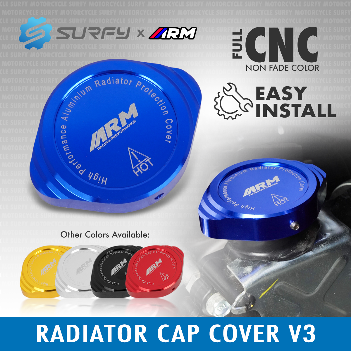 Arm Radiator Cap Cover V3 Premium Design Aluminum Full CNC Universal ...