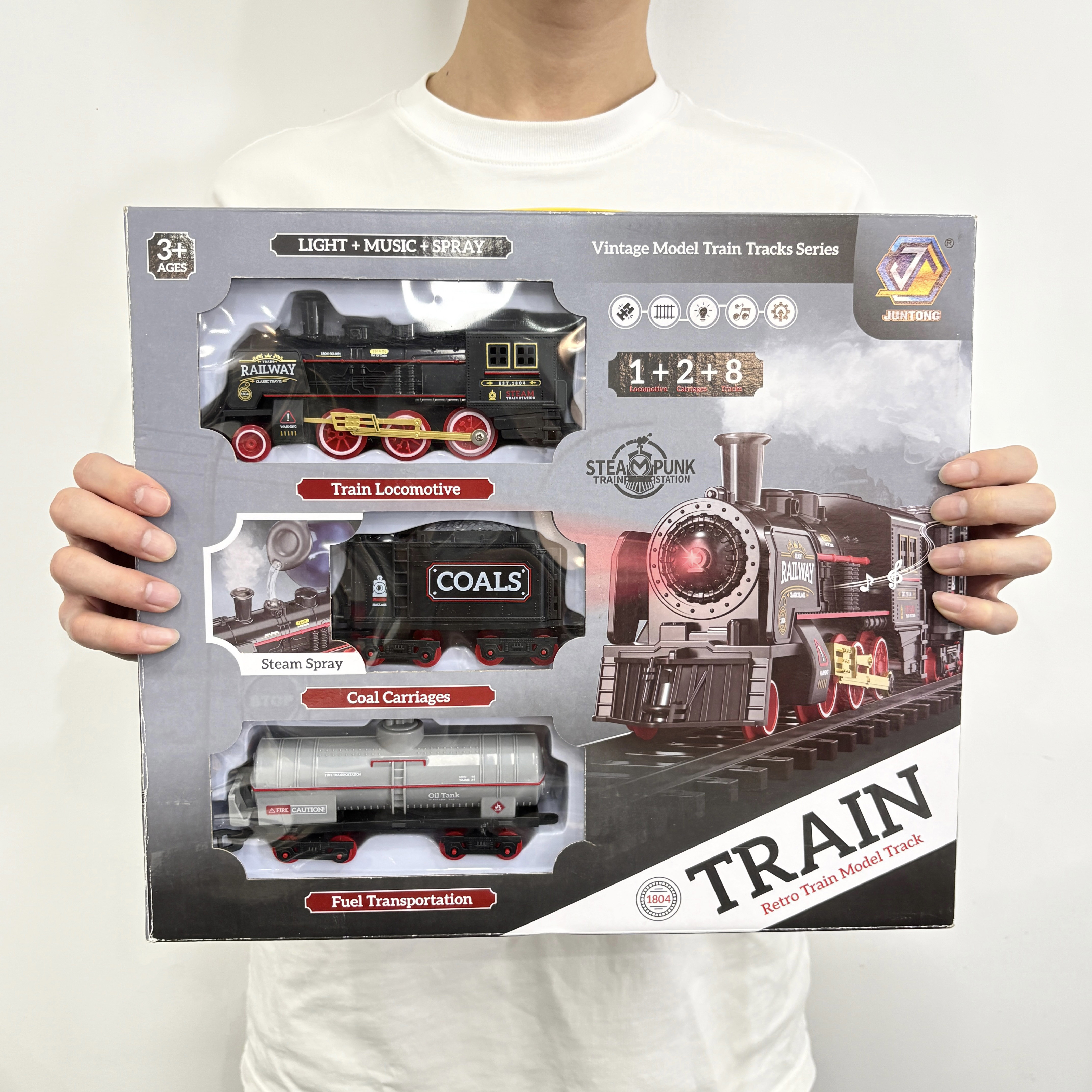 Retro Rail Train Toys Simulation Train Track With Steam Music Light ...
