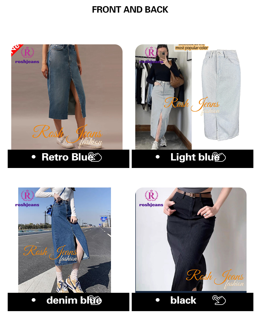 Rosh_Jeans Skirt for woman Retro Midi Denim Skirt Maong Palda Jeans ...