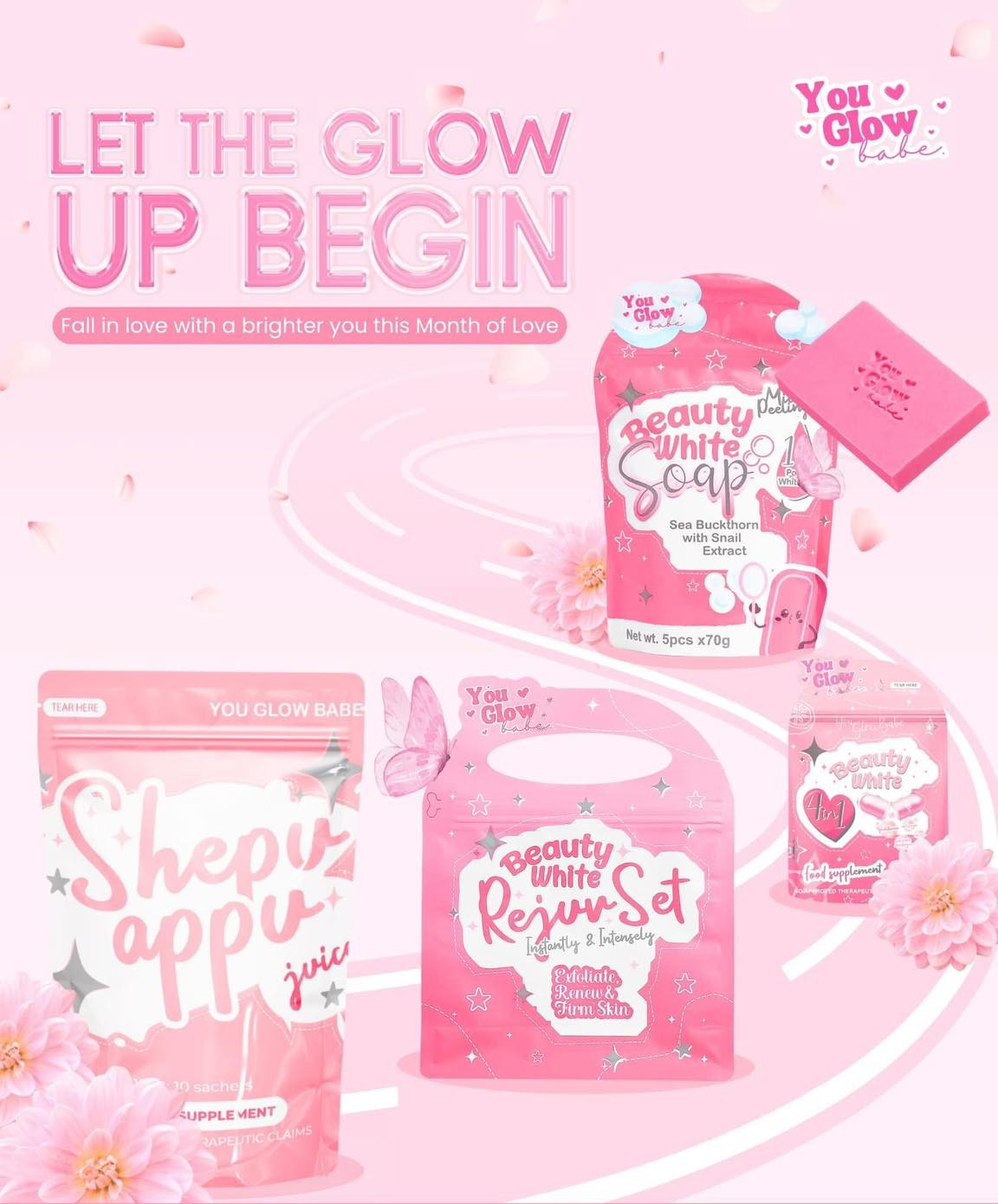 YOU GLOW BABE Beauty White Soap, Sheppu Appu Juice Drink, Rejuvenating ...