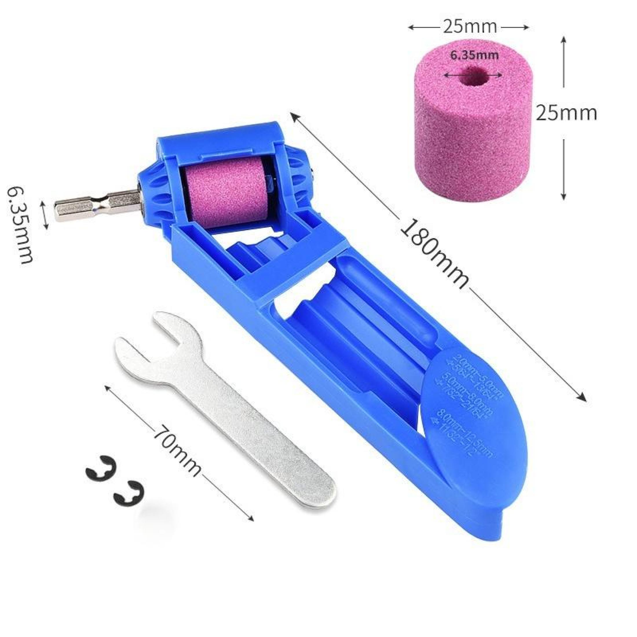 3Pc 2.0-12.5mm Portable Drill Bit Sharpener Corundum Grinding Wheel for ...