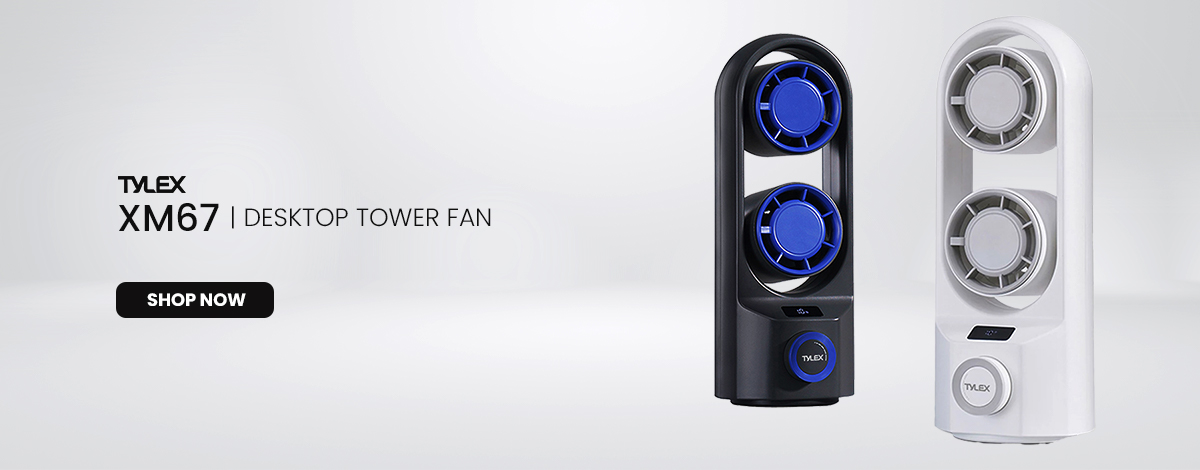 TYLEX XM67 Portable Tower Fan Rechargeable Small Quiet Fan 90 ...
