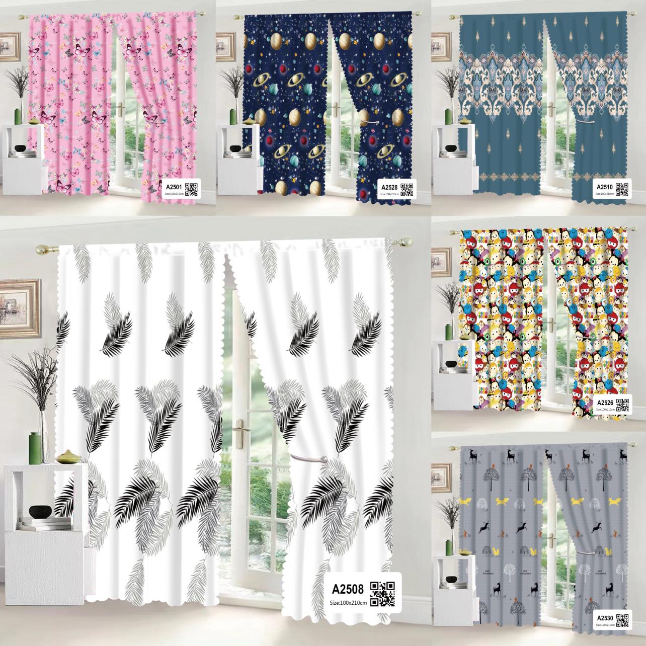 New Design 100x210CM Curtain For Window Kurtina Door Curtain Room ...