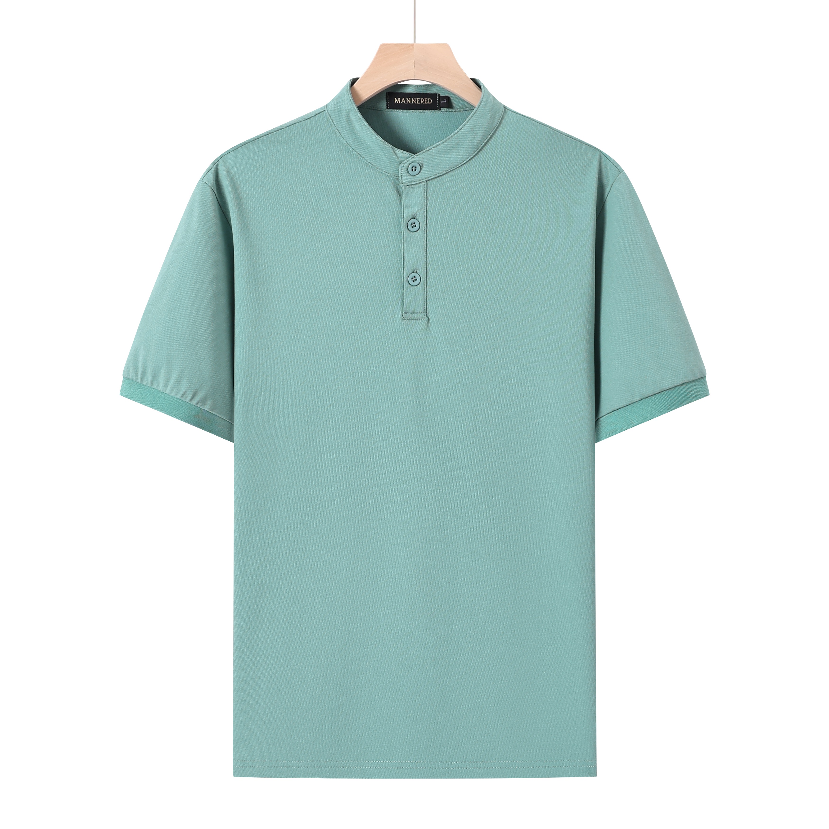 Mannered by HUILISHI Premium Chinese Collar Polo Shirts for Men Plain ...