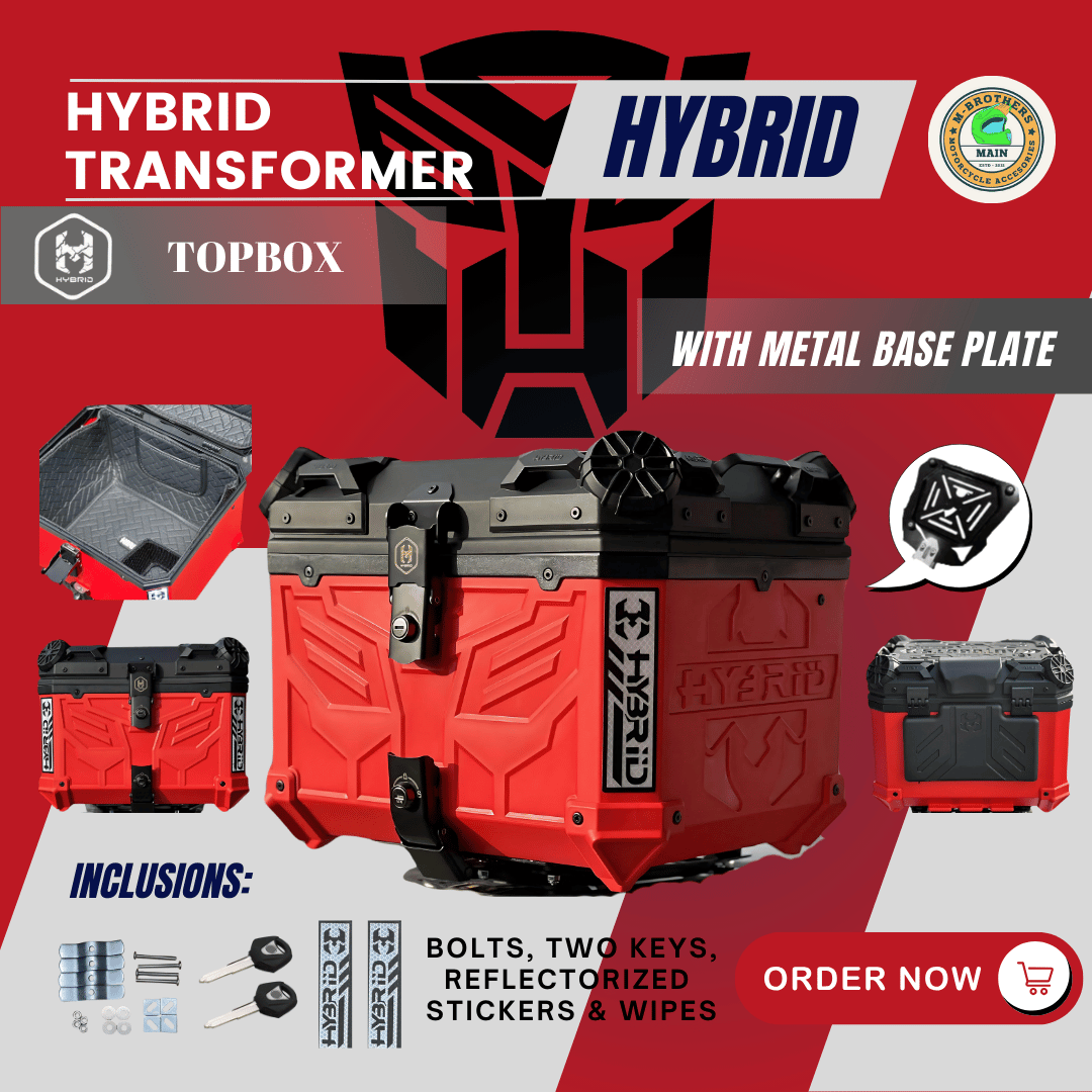 Set (Red) HYBRID TRANSFORMERS 45L ABS Hard Plastic Top Box with Metal ...