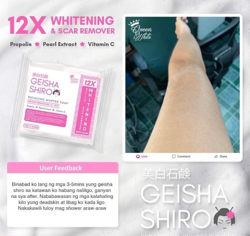Queen White Geisha Shiro Bleaching Whipped Soap 12x Whitening Scar ...