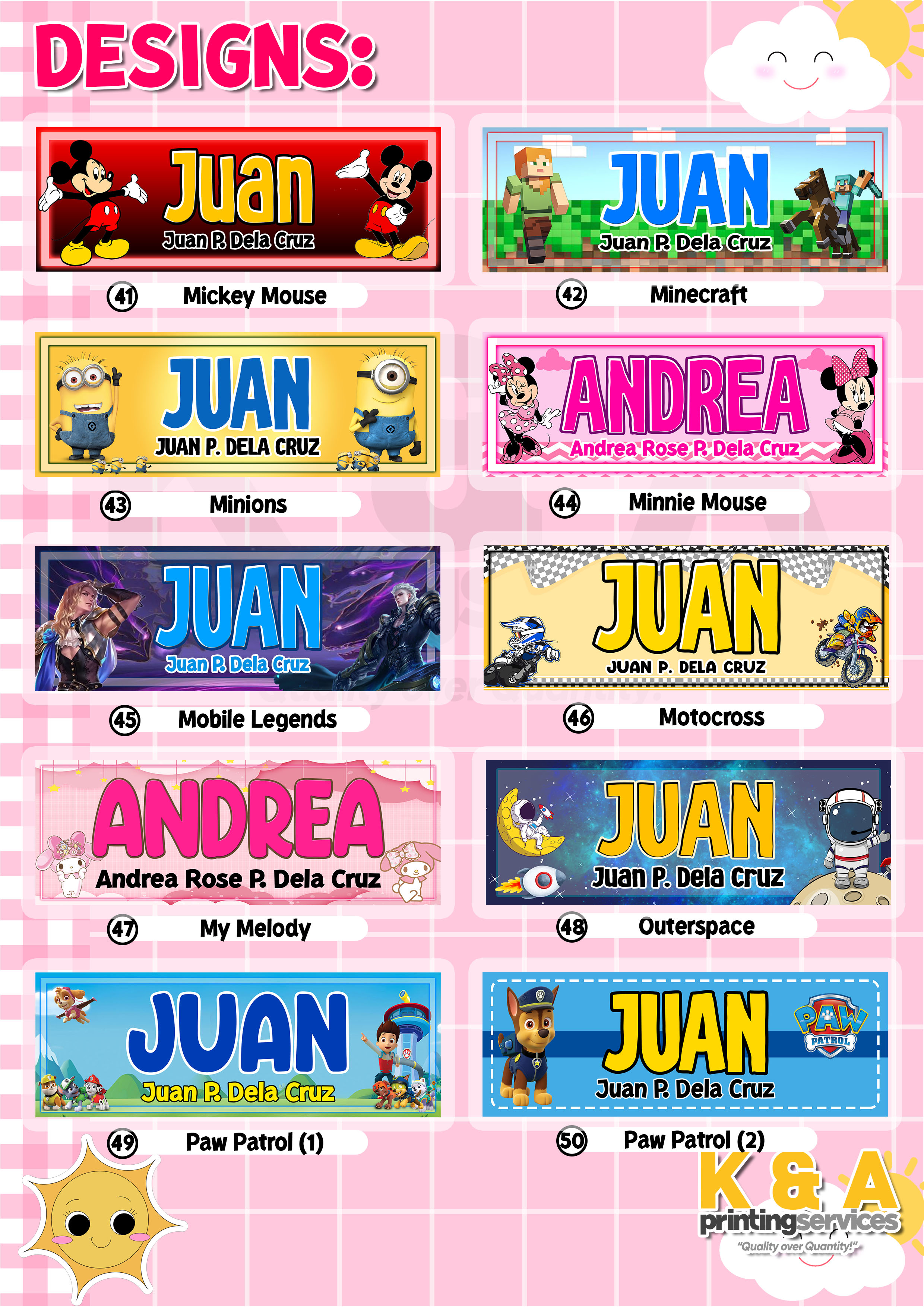 Personalized PVC Name tag, PVC Bag tag, & Name Sticker (Any Theme ...