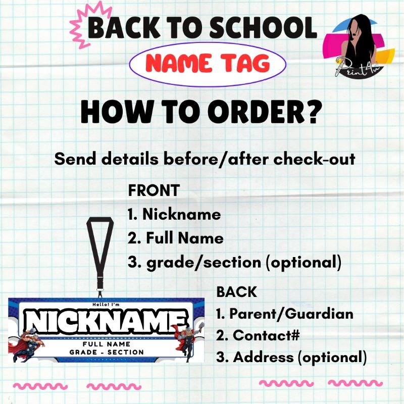 Name Tag Laminated for Students - superheroes/Marvel/Avengers/Batman ...