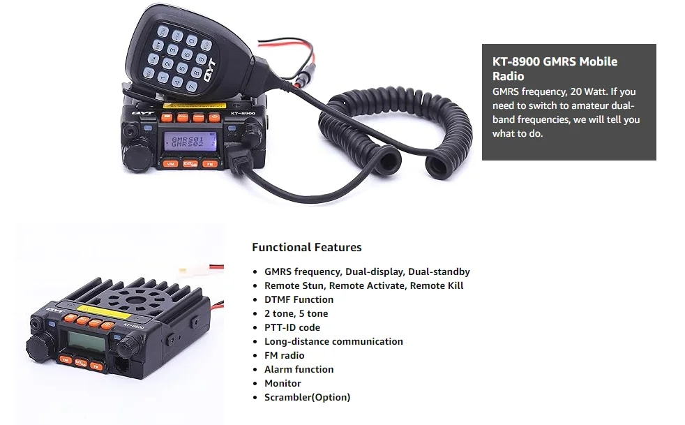 QYT Mobile Radio KT8900 Mini Dual Band Mobile Radio KT-8900 Vehicle ...