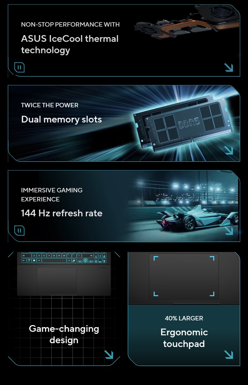 Asus V16 V3607VU-RP076W 16" WUXGA 5-210H 8GB 512GB SSD RTX 4050 GDDR6 ...